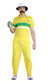 80s Cricketer Costume A Men's Yellow One Day Cricket Uniform — The ...