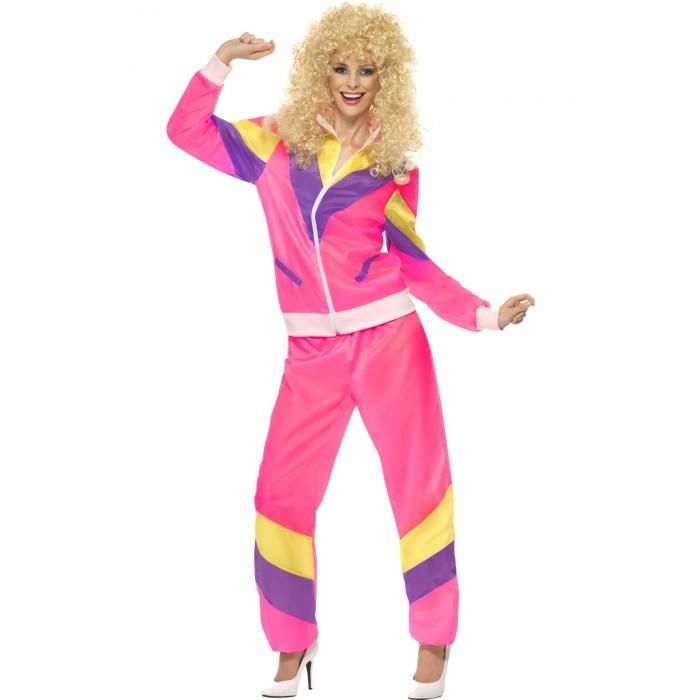 1980s Pink Shell Suit Tracksuit - Retro Fashion — The Costume Company