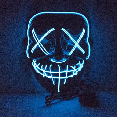 Light Up Halloween Blue Neon Purge Mask — The Costume Company